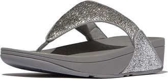 FitFlop Damen Lulu Crinkled-Shimmer Toe-Post Sandale, Silberfarben, 38 EU
