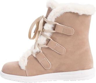 Generic Bottes dhiver thermiques pour femme - Couleur unie - Doublure en fausse fourrure - Confortables et chaudes - &Agrave; lacets - Pour la marche et les loisirs,