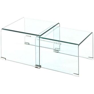 Oresteluchetta Wohnzimmertische 2er Set geschwungenes Design Klarglas San