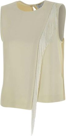 Kaos Kaos, Femme, Tops, Blanc, Taille: 36 FR Top sans manches &agrave; franges