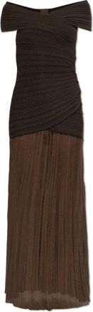 Balmain Femme, Robes, Brun, Taille: 38 FR Off The Shoulder Light Knit Dress