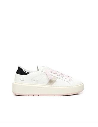 D.A.T.E. Chaussures Femme Hill Low P.C.White-Black Sneakers Platform en Cuir Blanc, Blanc, 41 EU