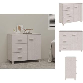 vidaXL Sideboard hamar Wei&szlig; 90x40x80 cm Massivholz Kiefer - Holz Sideboard - Wei&szlig;es Sideboard - Wohnzimmerm&ouml;bel - Kommode - Regal