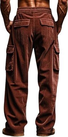 Generic Pantalon de randonn&eacute;e pour homme avec plusieurs poches pour aventures, taille &eacute;lastique durable, pantalon confortable, rouge brique, 3XL