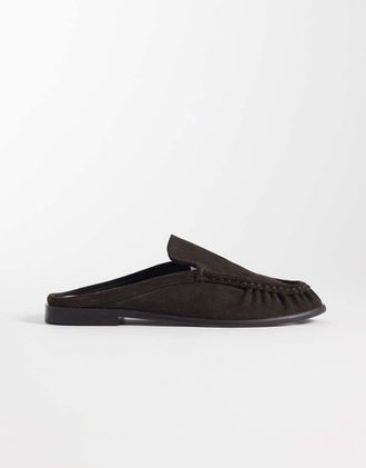 Asos Mystique - Mules style mocassins en daim de qualit&eacute; sup&eacute;rieure - Chocolat-Brown