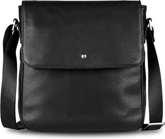 Bugatti Black Magic Sac bandouli&egrave;re &agrave; rabat en cuir, sac &agrave; porter pour homme, noir