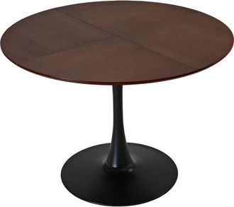 Liberte Libert&eacute; - Table de salle &agrave; manger rond 120x120x75cm,MDF+Acier,Marron,pour salle &agrave; manger, cuisine, salon