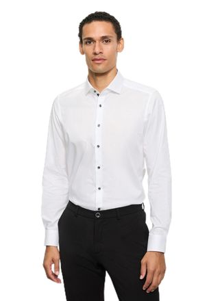 Olymp Herren Oberhemd Langarm 202584,Twill,Level 5 Body fit (15.05.2015 - F16),New York Kent-2,Weiss 00,41