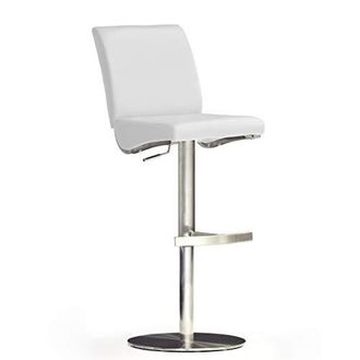 Robas Lund DI.AZ Barstuhl/-hocker, PU/Edelstahl, rund/360 Grad drehbar, ca. 42 x 87-112 x 50 cm, weiß