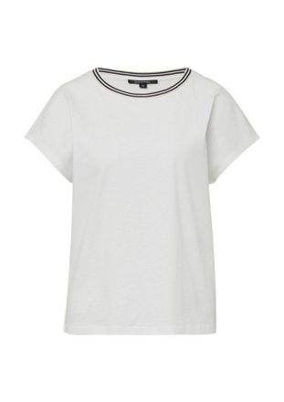 Comma Kurzarmshirt T-Shirt Baumwoll-T-Shirt mit &uuml;berschnittenen Schultern