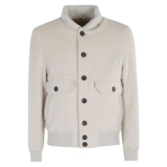 Eleventy Homme, Vestes, Beige, Taille: M Bomber Sable avec Col Châle