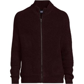 Lands End Weicher, strukturierter Cardigan mit durchgängigem Reißverschluss, Herren, Größe:56-58 regular, Lila, Wolle/Polyester/Polyacryl, by Lands End