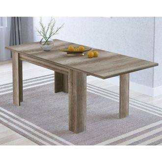 PEGANE Table de salle &agrave; manger extensible coloris Ch&ecirc;ne vieilli - Longueur 138 - 195 x Profondeur 88 x Hauteur 76 cm -PEGANE