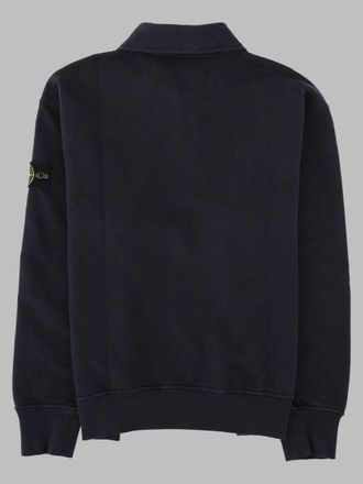 Stone Island Polo-Collar Cotton Sweatshirt - Blue
