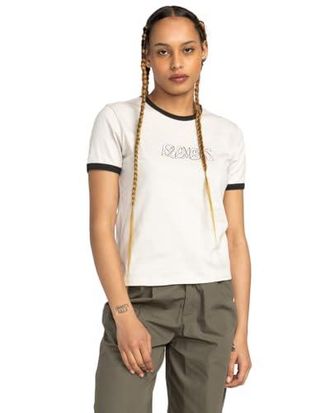 Element Yarnhill Ringer - T-Shirt &agrave; Manches Courtes - Femme - M - Beige