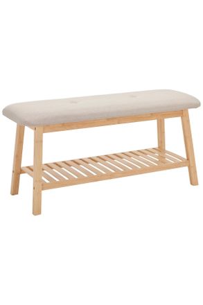 CARRYHOME Schuhbank, Natur, Beige, Textil, Naturmaterialien, 1-Sitzer, 90x44.5x34.5 cm, Garderobe, Schuhaufbewahrung, Schuhregale