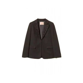 Twinset Femme, Vestes, Noir, Taille: 48 FR Blazer avec Broderie Anglaise