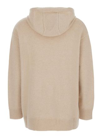 Max Mara Womens Beige Sweater With Drawstring Hood Wool Tops Top