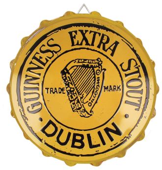 Guinness Extra Stout Bottle Cap Cream Metal Sign