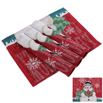 Cabilock Weihnachten Tischset 4Er Set Schneemann Muster 16.5X13.4 Zoll Dekorative Geschirrmatten F&uuml;r Festliche Tischdekoration K&uuml;che Party Hitzebest&auml;ndig Wasch