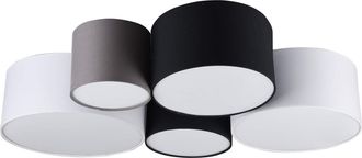 Trio Leuchten Deckenleuchte Hotel 693900517, Stoffschirm in Wei&szlig;/Schwarz/Grau, exkl. 1 x E27