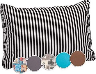 Beo Skandinavischer Streifen Lounge Rückenkissen für Rattan Gartenmöbel 60 x 40 cm Weiss blau