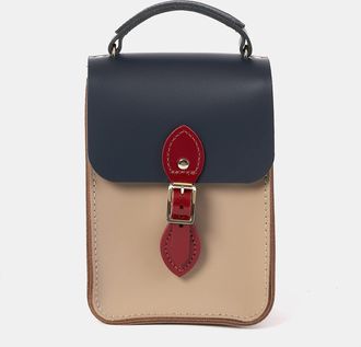 The Cambridge Satchel Company The Mini Binocular Bag - Mushroom, Navy & Red Patent