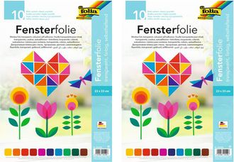 Folia 455409 - Fensterfolie, selbsthaftend, transparent, farbig Sortiert, ca. 23 x 33cm, 10 Blatt - ideal zur Gestaltung von Fensterbildern (2)