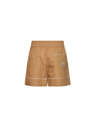 Moncler Womens Tailored Cotton-Blend Shorts Beige