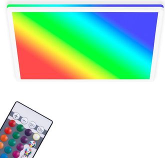 Briloner Leuchten - LED Panel, Deckenleuchte dimmbar, Deckenlampe, RGB, Farbsteuerung, Backlight, inkl. Fernbedienung, 22 Watt, 2.700 Lumen, 4.000 Kelvin, Wei&szlig;