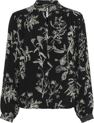 Part Two Femme, Blouses et Chemises, Multicolore, Taille: 38 FR Chemisier Noir à Imprimé Botanique