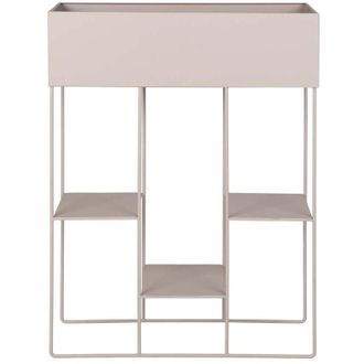 ebuy24 Cache-pot rectangulaire avec 2 &eacute;tag&egrave;res 60x25x80 cm en acier sable
