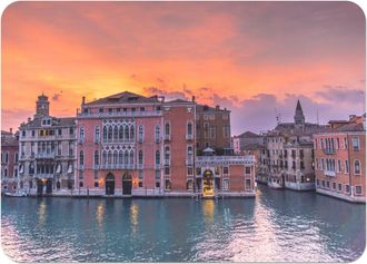Fabulous Tischset, weich, Unterseite aus Kork, Platzdeckchen mit Blick auf Venedig/Palast am Rand des Kanals bei Sonnenuntergang - Großes Format 39,5 x 28,5 cm