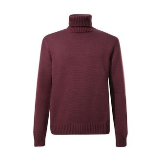 Zanone Pull Bordeaux en Laine &agrave; Col Roul&eacute; - Homme - Pulls - Rouge - Taille: 3XL