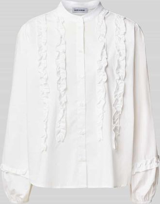 More & More Regular Fit Bluse aus Baumwoll-Mix mit R&uuml;schenbesatz