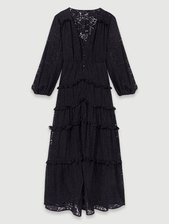 Maje Langes R&uuml;schenkleid Mit Muster - Abendkleid - Schwarz - Maje