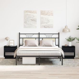 vidaXL Nachttisch 2 Stück Schwarz Eiche 45x34x49 cm Holzwerkstoff - Vidaxl