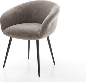 DELIFE Esszimmerstuhl Vinka-Flex mit Armlehnen Strukturstoff Soft Taupe 4-Fu&szlig; konisch Schwarz Taschenfederkern, Esszimmerst&uuml;hle