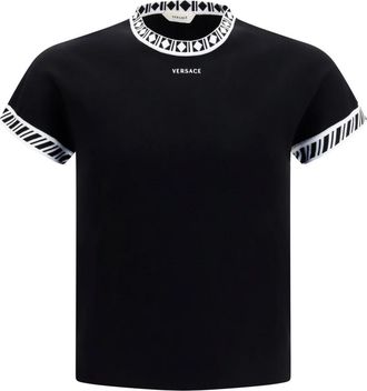 Versace Baumwollstrick-T-Shirt - - Tops - Herren - Schwarzk - S