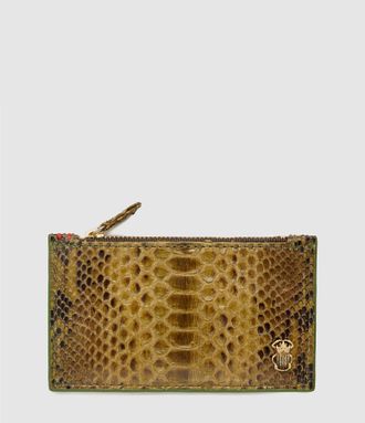 CLARIS VIROT Porte-cartes Héléna Python Dark Kaki