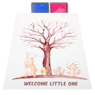 BESPORTBLE EXAOMBLE Gender Reveal Fingerabdruckbaum G&auml;stebuch mit Poster und Stempelkissen Kreative Babyparty Dekoration f&uuml;r Einzigartige Gender Reveal Feier G&auml;s