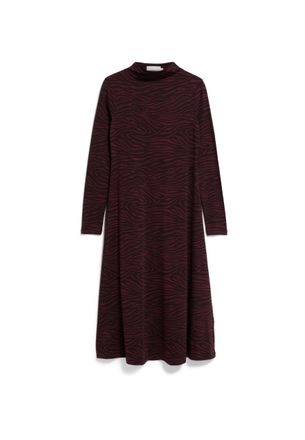 Armedangels Damen Jerseykleid aus Bio-Baumwoll Mix DAILIMAA ZEBRARAA Slim Fit Dark Cranberry
