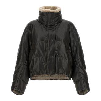 Brunello Cucinelli Gepolsterte Lederjacke - - Jackets - Damen - Braun - S
