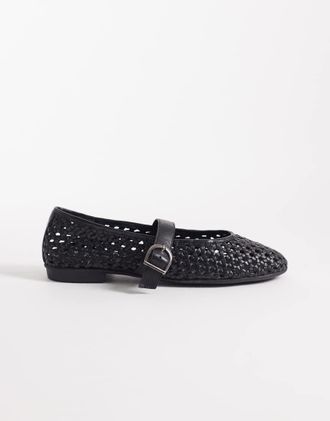 WALK LONDON Walk London - Petal - Gewebte Leder-Ballerinas in Schwarz