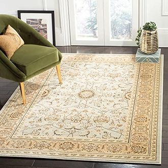 Safavieh Traditionell Teppich für Wohnzimmer, Esszimmer, Schlafzimmer - Florenteen Collection, Kurzer Flor, Grau und Elfenbein, 155 X 231 cm