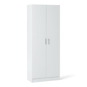 Amazon Basics Storage Cabinet for Kitchen, Hallway, Tall Freestanding Cupboard, Narrow Pantry Organizer with 2 Doors, Adjustable Shelves, White, 60 x 31.5 x 152.5 c