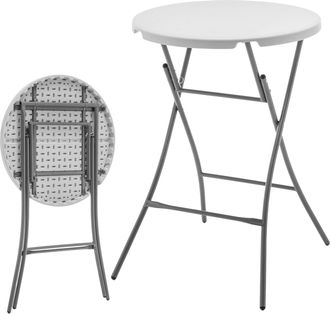 Floordirekt Gartentisch Klappbar Rund Kunststoff 110 x 80 cm - Garten Bistrotisch Bartisch Biertisch Partytisch Esstisch Klapptisch Tisch Weiß - Campingtisch 6 Pe