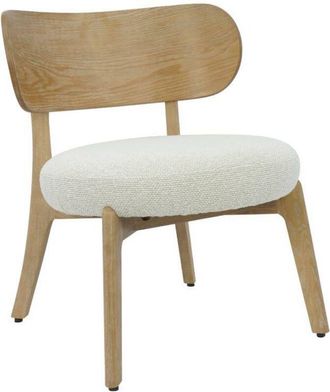 Made In Meubles Fauteuil en bois de sapin et tissu &eacute;cru Serelia