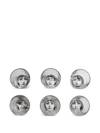 Fornasetti lot de six verres &agrave; imprim&eacute; Tema e Variazioni - Tons neutres