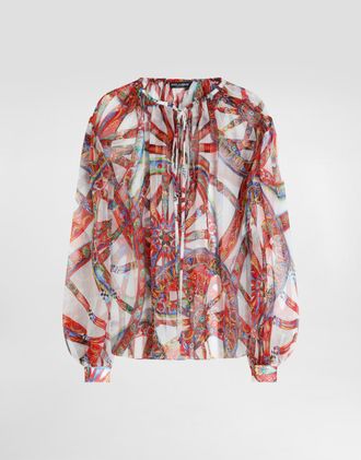 Dolce & Gabbana Top Aus Chiffon Mit Carretto-print - Frau Blusen Und Tops Multicolor 42